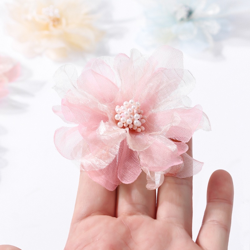 1 PC 8CM Artificial Flowers Pearl Multi-layer Organza Fake Flowers for ...