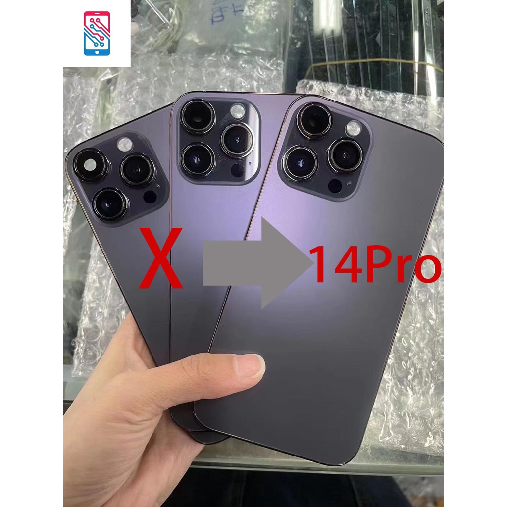 For X To 14 Pro DIY Back Cover Housing For Apple iPhone X Convert into ...