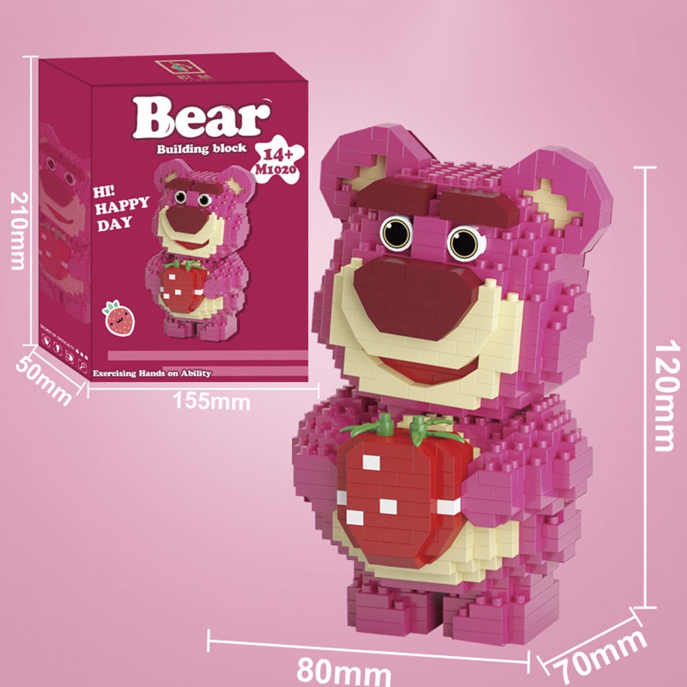 XJ- Lotso Bear Mini Building Block Puzzle Toy Strawberry Bear Micro ...