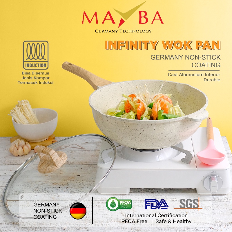 Wok Pan 24 cm, 30 cm Mayba Infinity Germany Ice Cream Non-Stick Deep ...
