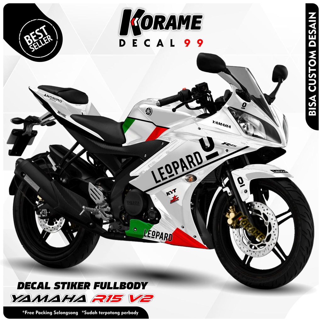 PUTIH Decal Sticker R15 V2 - Leopard Racing Motif White Color Full body ...