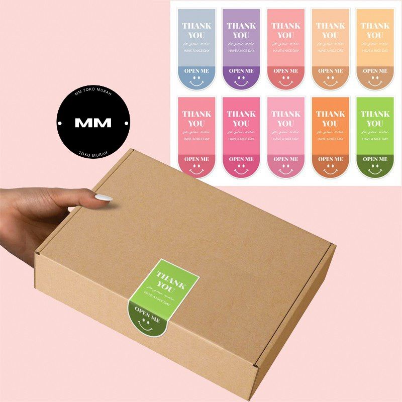 100pcs thank you tq Sticker Seal label box dus Mica box Etc | Shopee ...