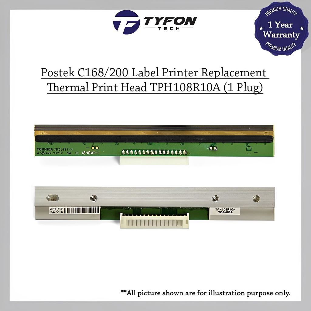 Postek C168/200 Label Printer Replacement Thermal Print Head TPH108R10A (1 Plug) | Shopee Malaysia