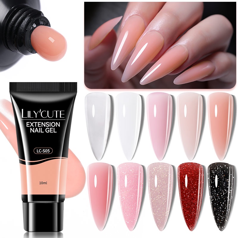 LILYCUTE 10ml Nail Extension Gel Crystal Extender Poly Gel Nail Tips ...