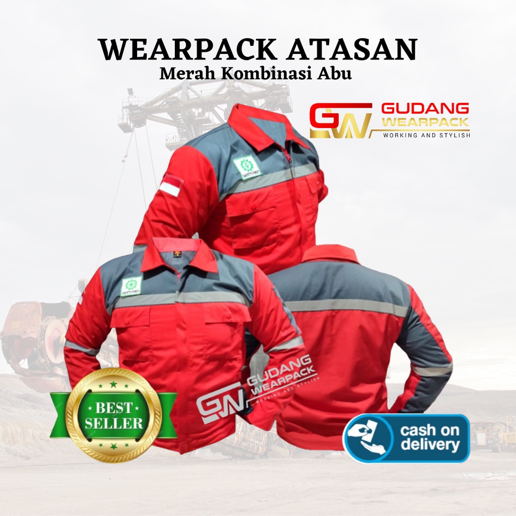 MERAH Wearpack Tops Work Uniform Project Clothes Red Gray | Shopee Malaysia