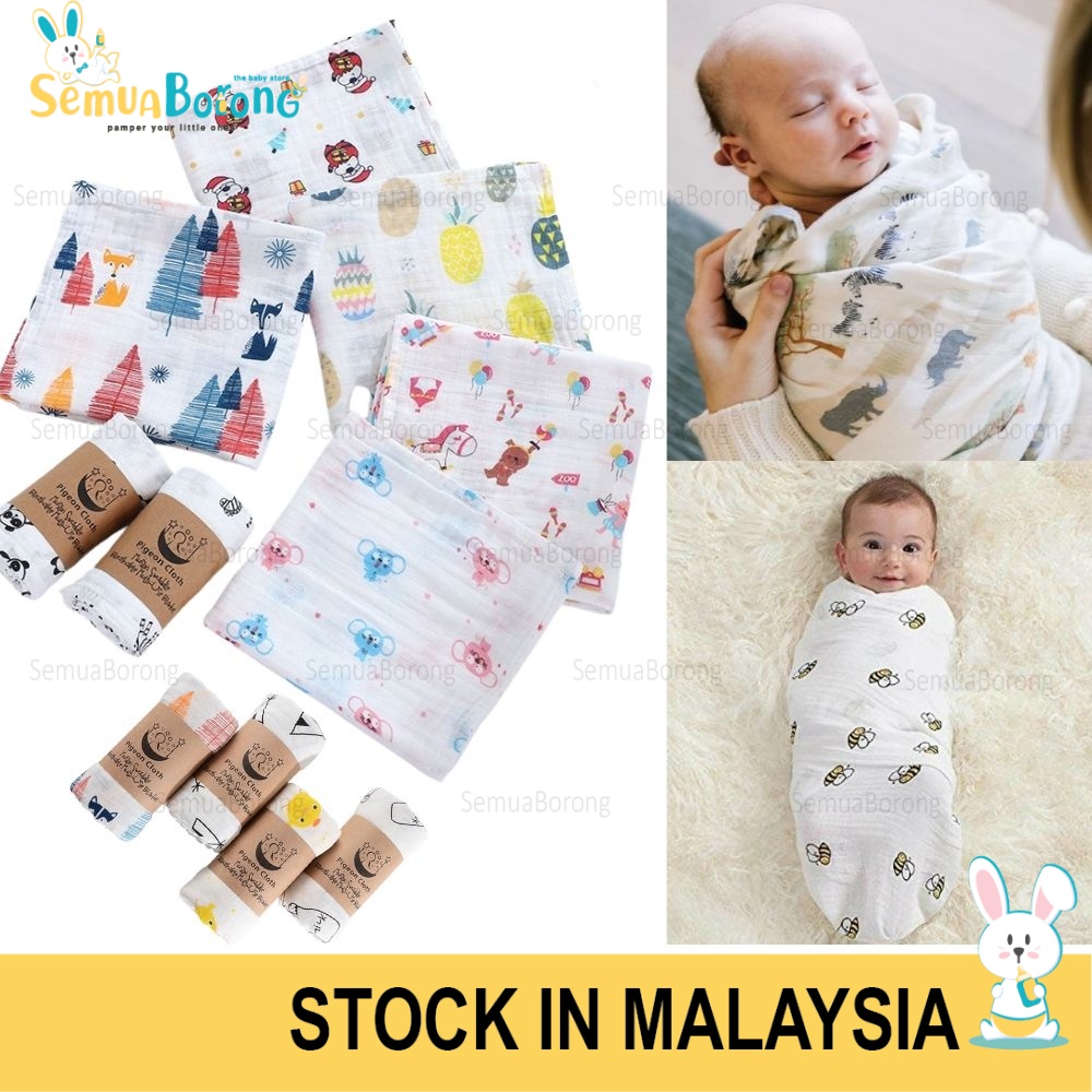 PREMIUM Bamboo Fiber Newborn Baby Muslin Swaddle Wrap Blanket Bedung ...