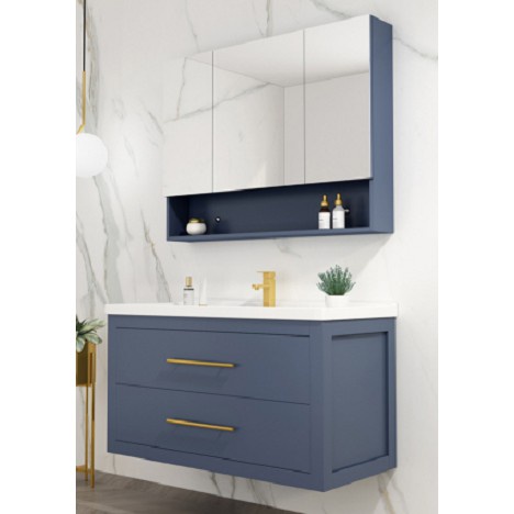 100cm BLUE Toilet Cabinet with Mirror Vanity Ceramic Top Basin Sink ...