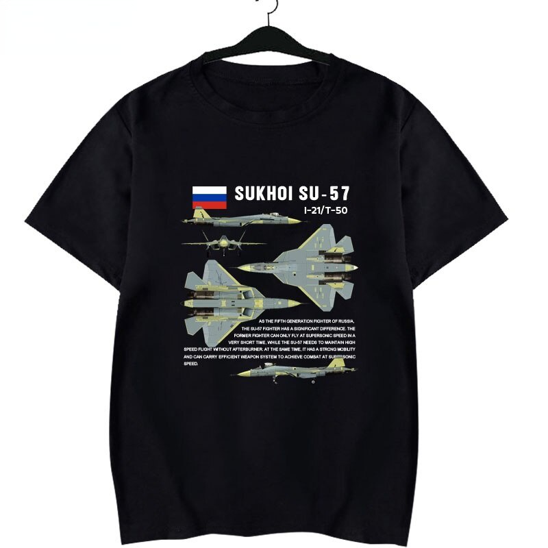 cotton Sukhoi Su 57 Falon Stealth Jet Fighter T-Shirt. Premium Cotton ...