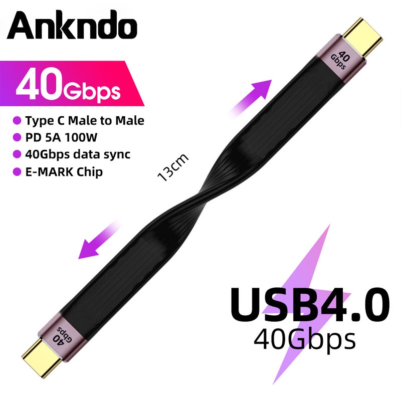 Ankndo USB 4.0 Gen3 Data Cable PD 100W 5A Fast Charging USB C to Type C ...