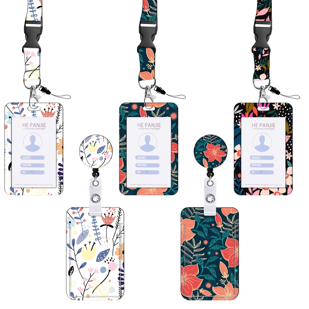 1 Set ID Badge Holder with Lanyard and Retractable Badge Reel Belt Clip ...