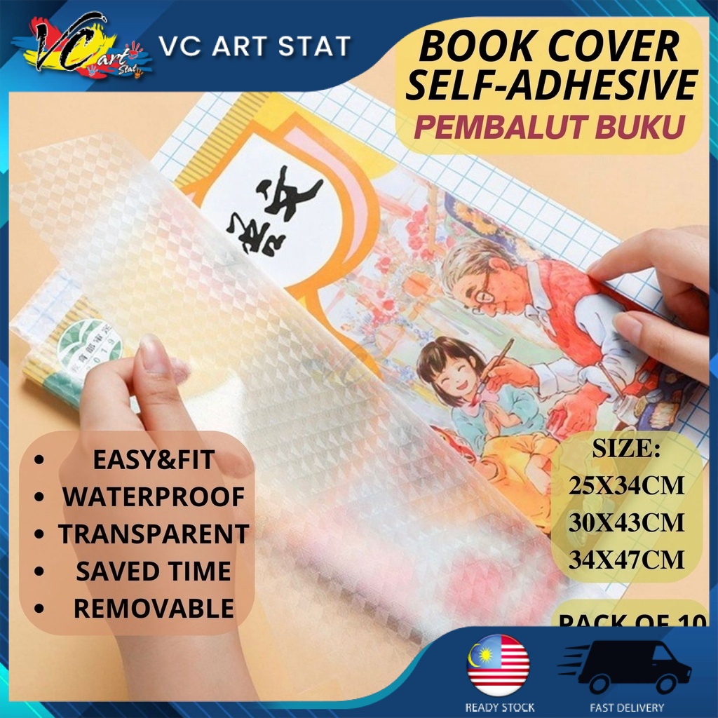 VC Art Self-Adhesive School Transparent Book Cover Penutup Pembalut ...