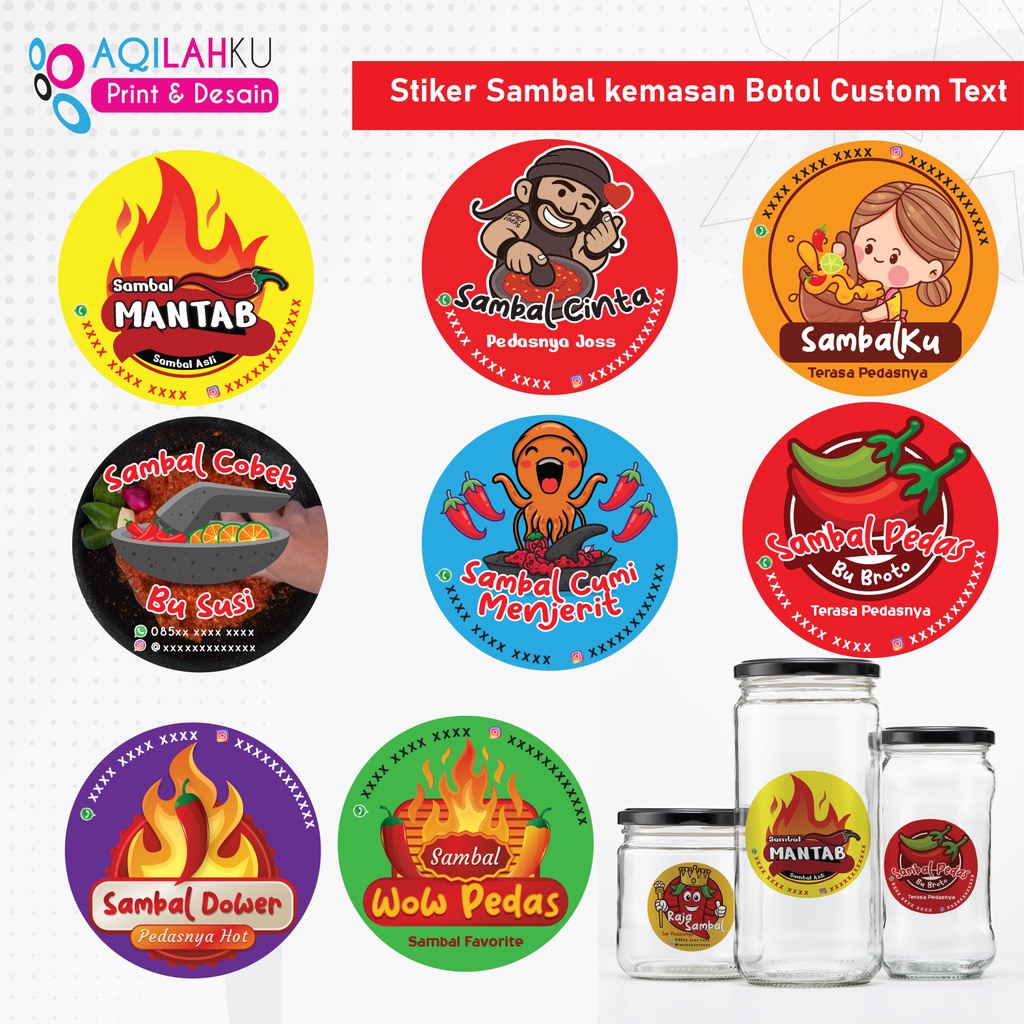 Of 15-77 Pcs] Sambal Stickers | Bottle Packaging Label Sticker | Free ...