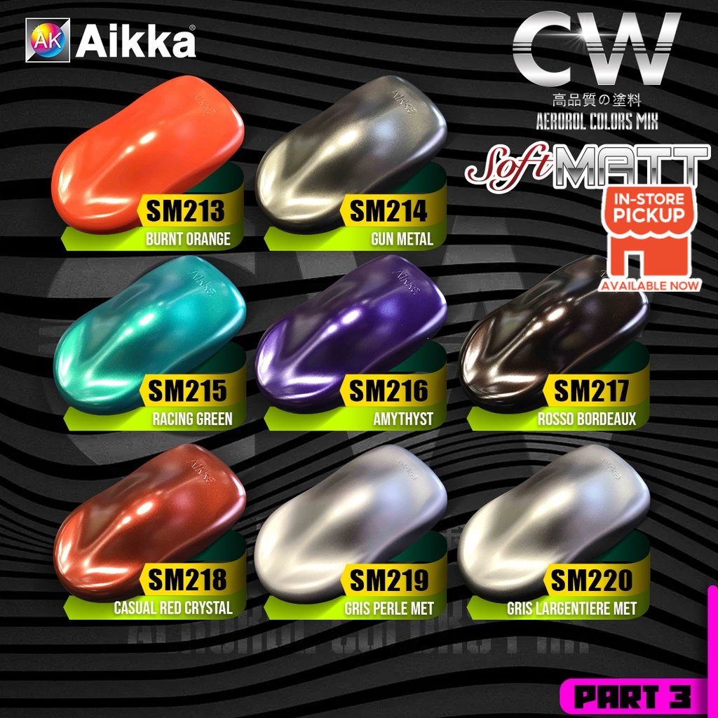 Supreme Soft Matt Color (Part 3) SM213-SM220 Paint For Car Motorcycle Aikka Aerosol Spray Botol ...