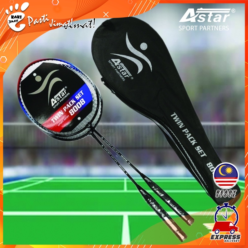Astar Badminton Racket Twin Pack Set Free Shuttlecock + Carry Bag Raket ...