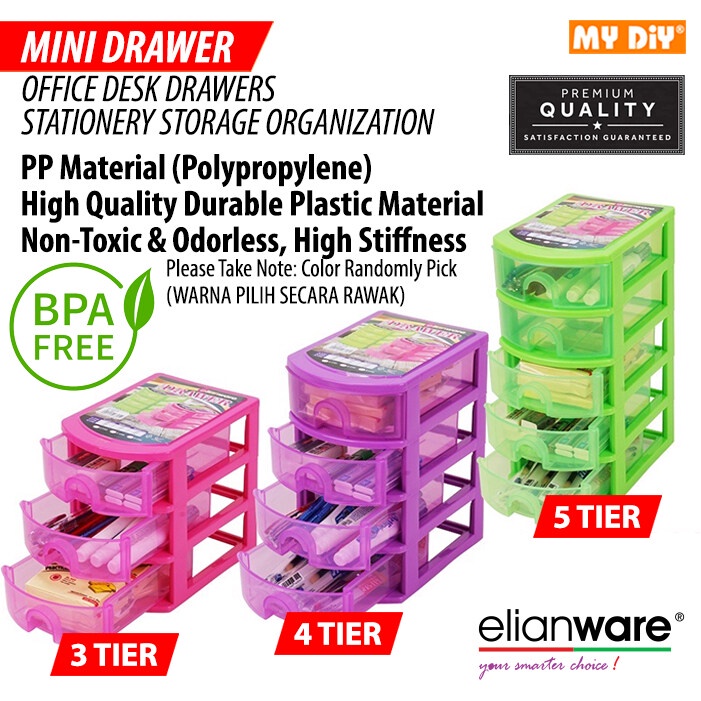 MYDIYHOMEDEPOT - ELIANWARE 3 Tier 4 Tier 5 Tier Mini Drawer Kotak Laci ...