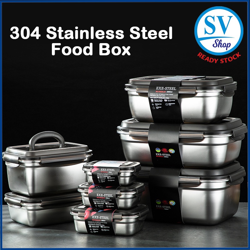 304 Stainless Steel Large Storage Box Food Container Lunch Box Prevent ...