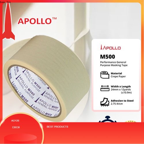 (AO)APOLLO M500 MULTI PURPOSE MASKING TAPE [18mm/24mm/36mm/48mm × 12 ...