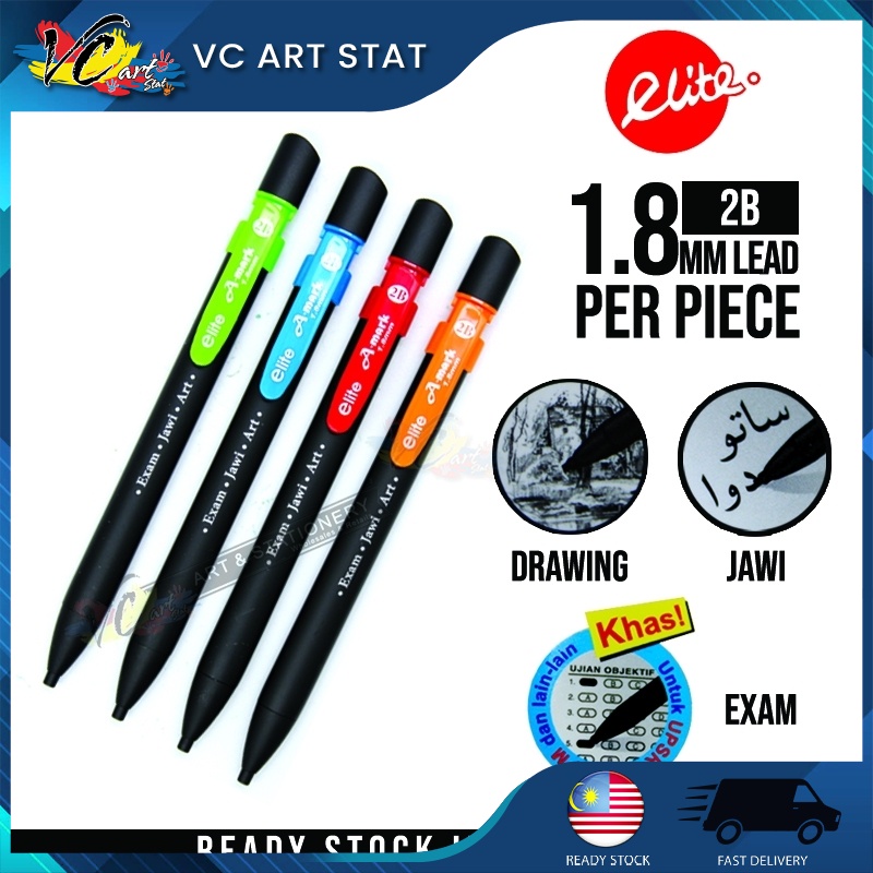 VC Art 2B 1.8mm Chisel Lead Mechanical Pencil for Calligraphy Jawi Art ...