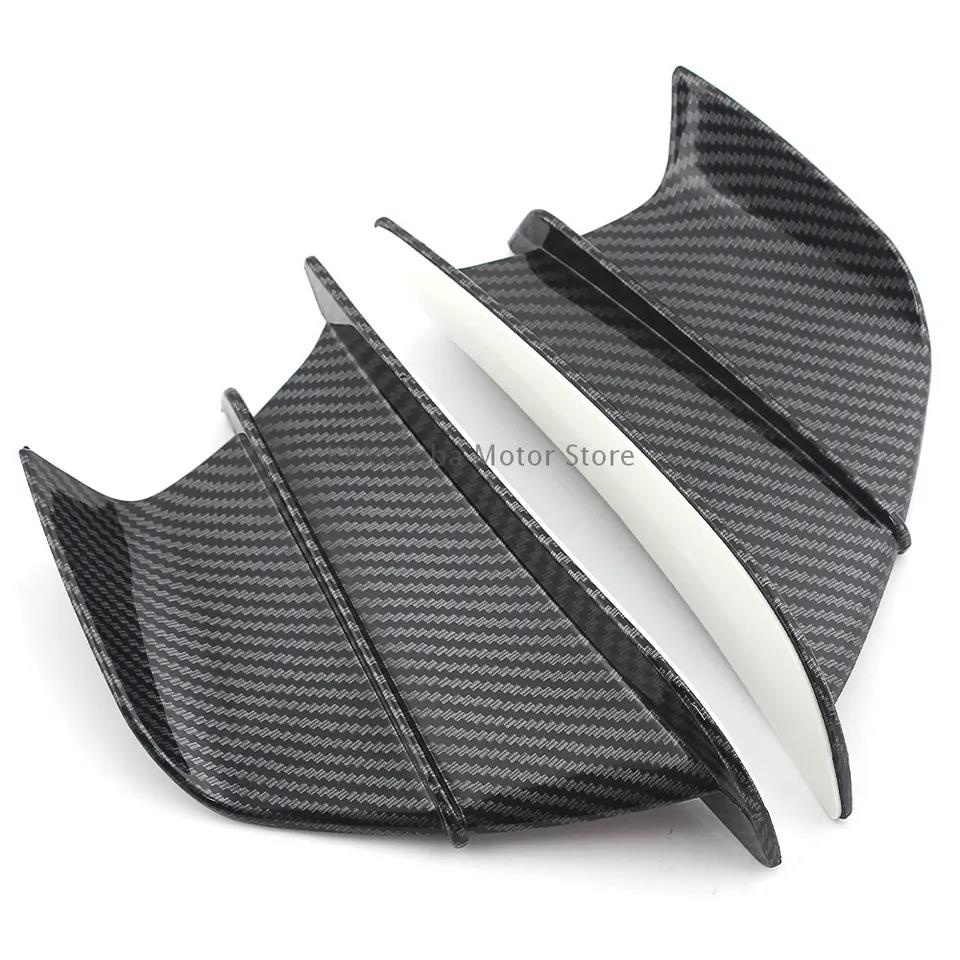 Universal Carbon Fiber look Motorcycle Air Deflector Kit Spoiler Front ...