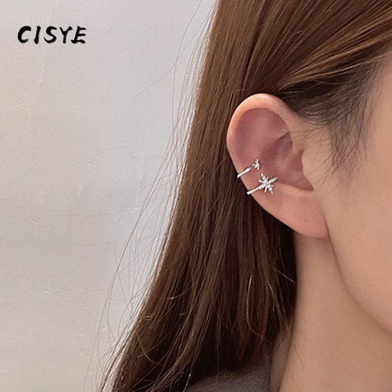 A Pair Of Eight-pointed Star Ear Bone Clip Temperament Earrings Ear ...