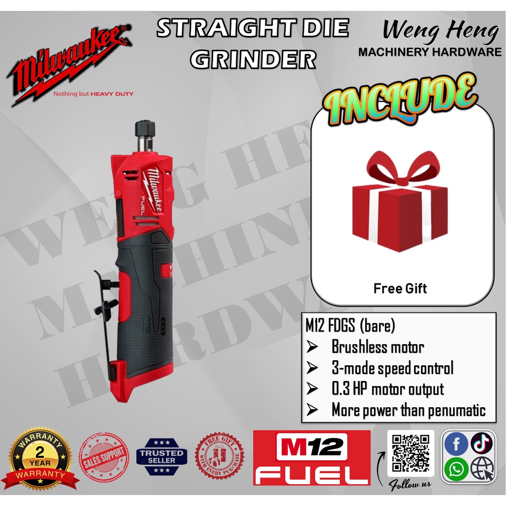 Milwaukee M12 FUEL Straight Die Grinder - Model M12 FDGS-0 / M12 FDGS ...