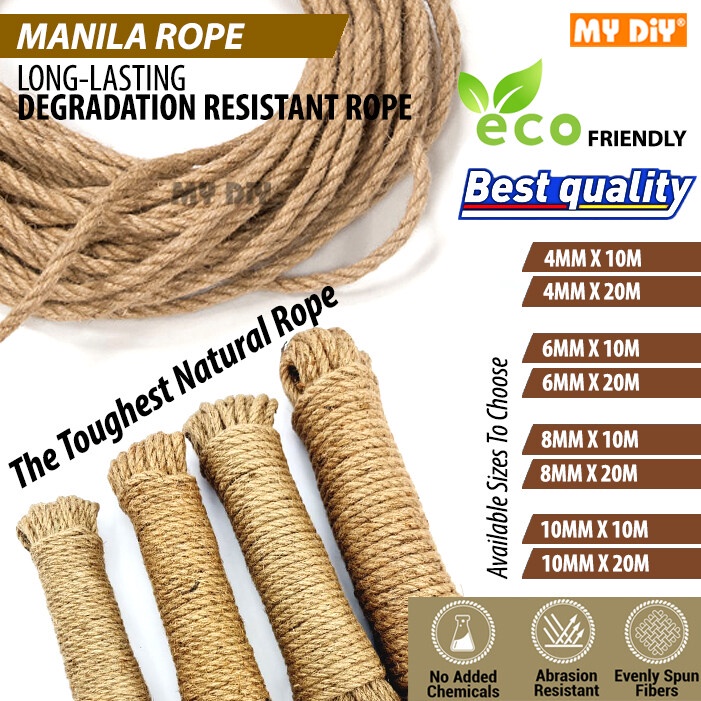 MYDIYSDNBHD - 4MM 6MM 8MM 10MM Manila Rope Hemp Rope Tali Guni | Shopee ...