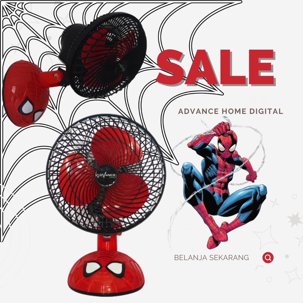 Advance Fan DF-803 Spiderman Character 8" Wall Fan Table Fan 2in1 | 12 ...