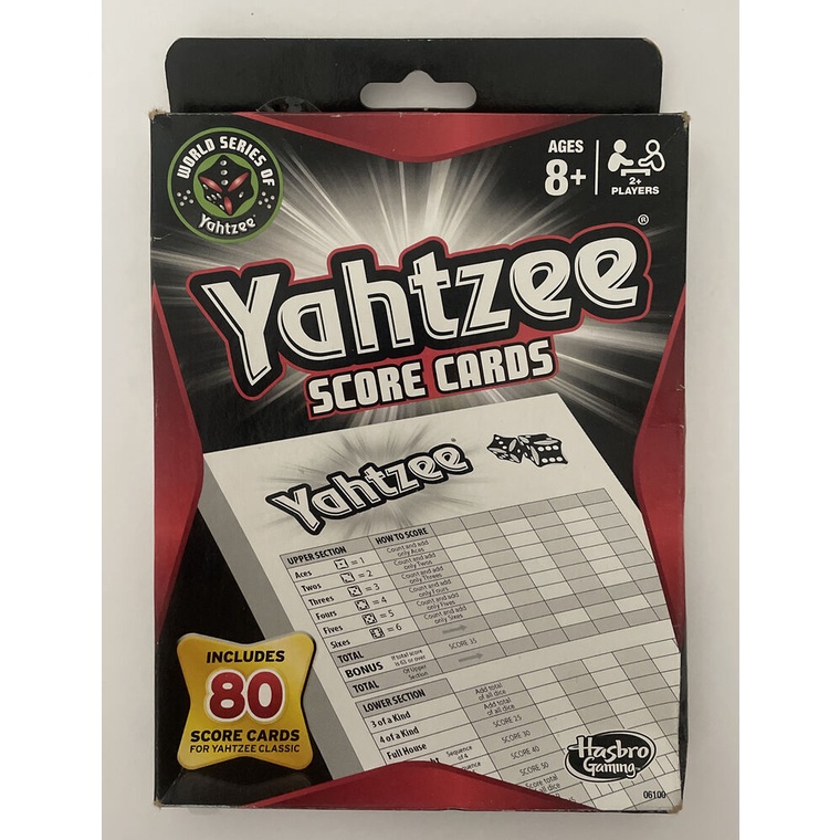 Hasbro Gaming Yahtzee Score Cards World Series Includes 80 Score Cards ...