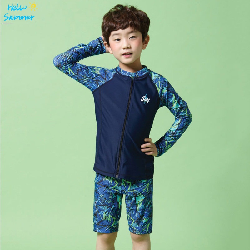 Ready stock 2023New Children's swimsuit Yilang brand boys' long-sleeved ...