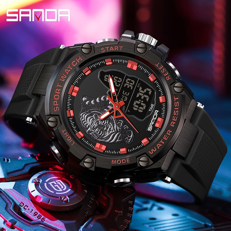 SANDA Official Beast Dial Sport Military Quality Falling Resistant ...