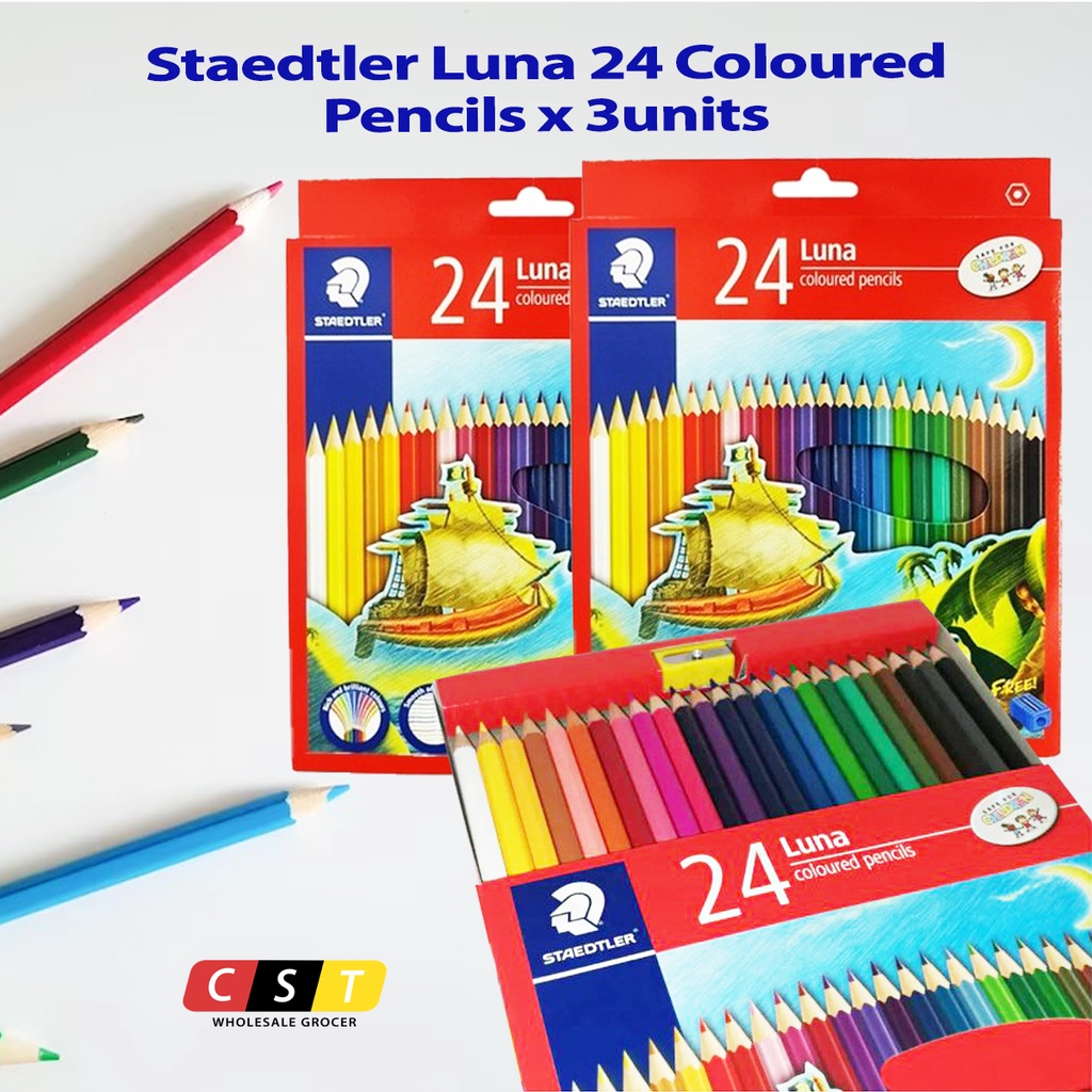 Staedtler Luna Permanent Colored Pencils 24 Colours (136C24TH) X 3 ...