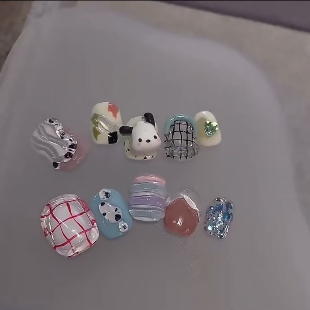 Niche Cute Nail Kawaii 3D Pochacco Nail Patch Wearable Phototherapy ...