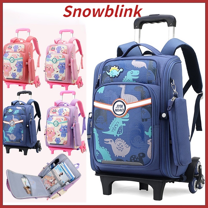 Beg Sekolah Troli 2/6 Roda Dinosaur Trolley Bags Rolling Backpacks Kids ...