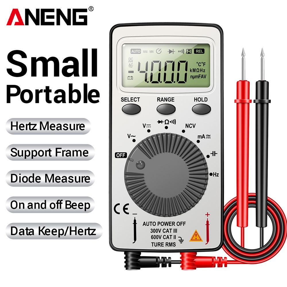 Macrocontrol ANENG AN101 Mini Digital Multimeter1999 T-RMS AC/DC NCV ...