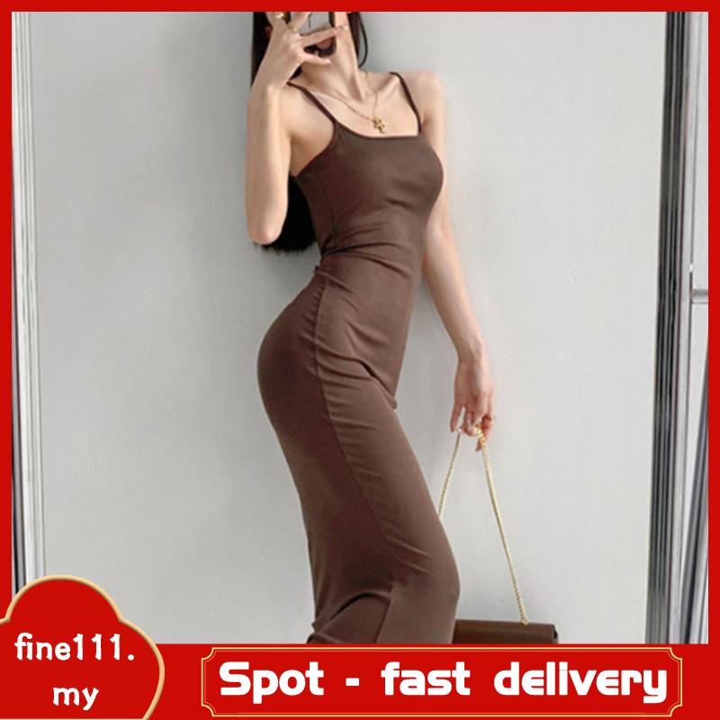 【Malaysia stock】Sleeveless Long Dress Sexy Slim Hip Wrap Summer Hot ...