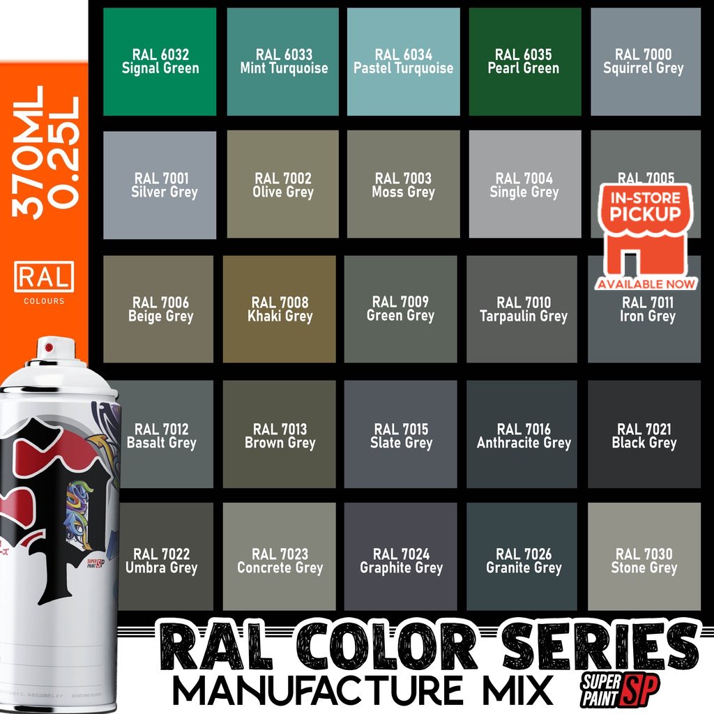 [ RAL Color Series 6 ] RAL6032 To RAL7030 Aerosol Tin Spray Kaler ...