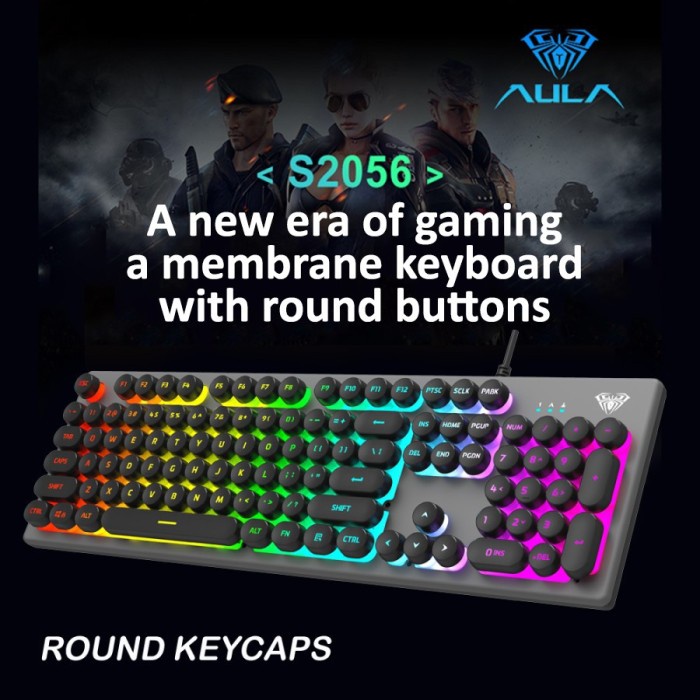Aula S-2056 Round Membrane Gaming Keyboard- New LED - Macro Software ...
