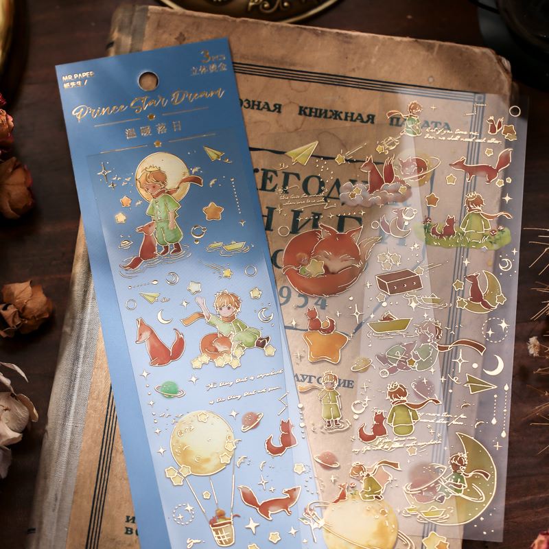 3 Sheets Bronzing The Little Prince Series Stickers Pack Student Diary ...