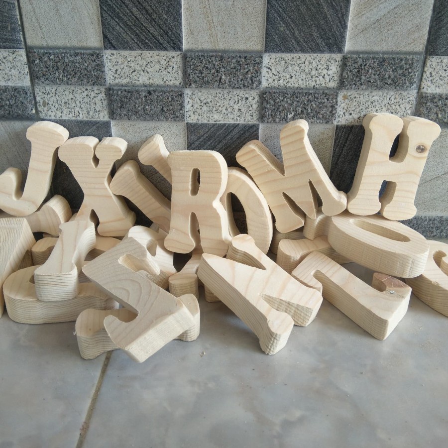 KAYU Embossed Wooden Letters For Children Educational Pine Dutch Teak ...