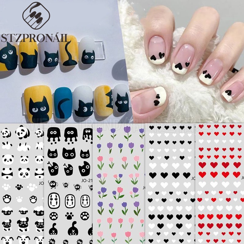[New Arrival]No Face Man 3D Nail Manicure Stickers Black White Love ...