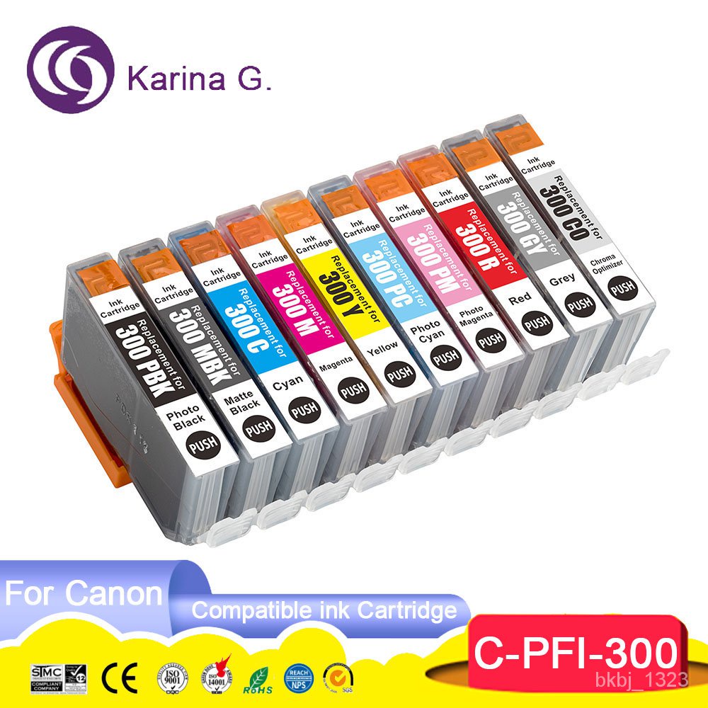 10Color PFI 300 PFI300 PFI-300 Premium Color Compatible Inkjet Ink Cartridge for Canon ...