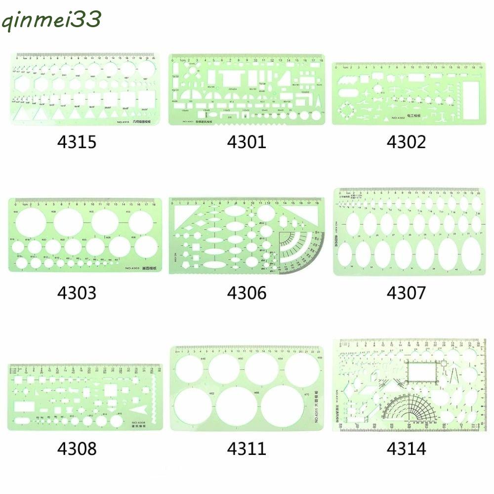 QINMEI Template Ruler Students Plastic Circles Stencil Oval Green ...