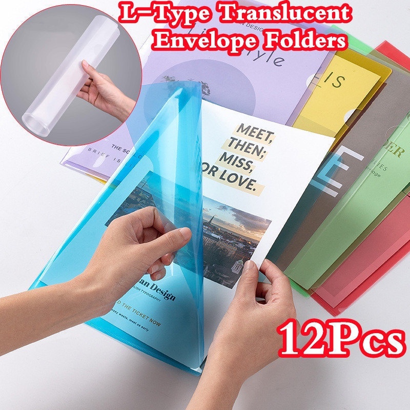 12pcs File Folder A4 Paper Display Transparent File Bag Clear Document ...