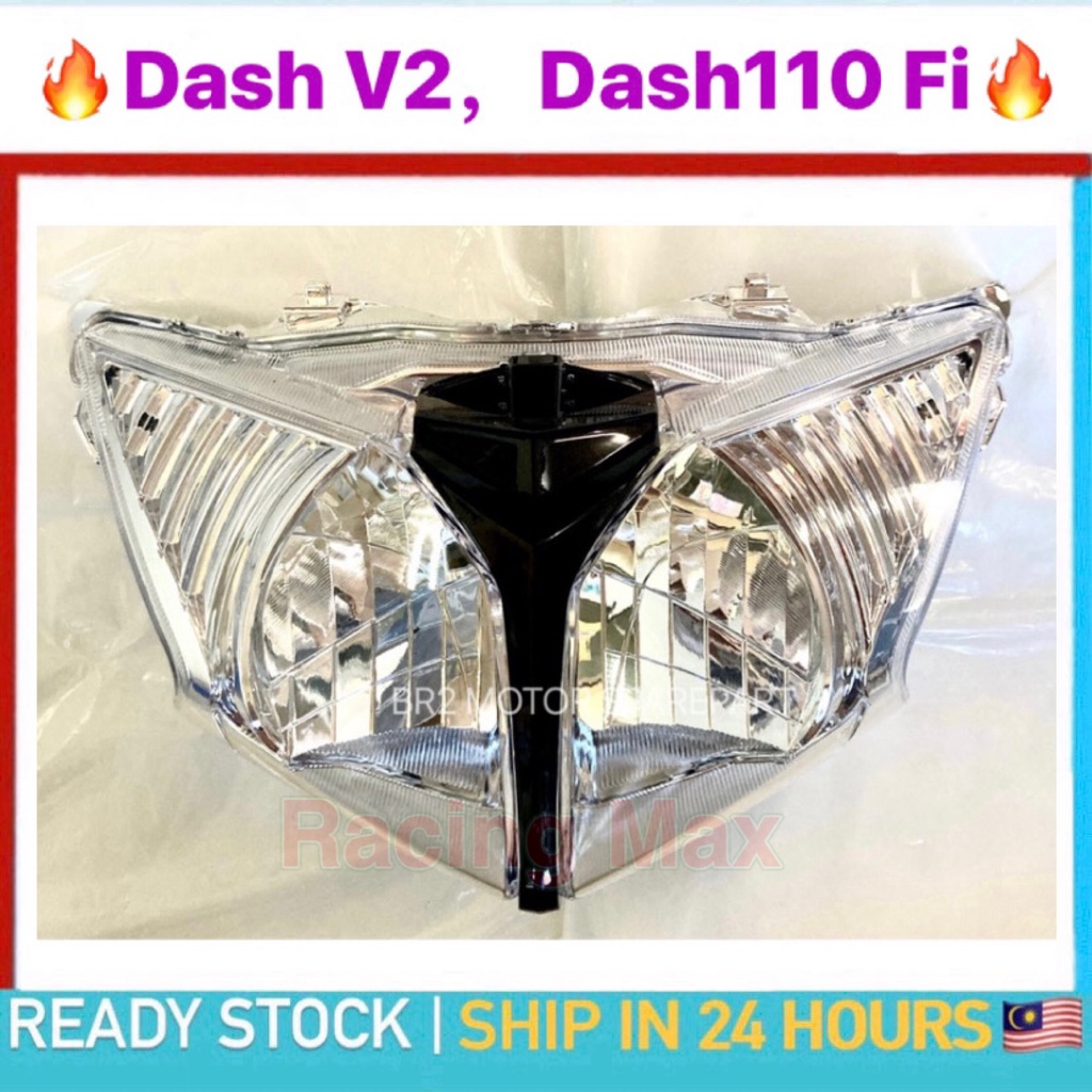 HONDA DASH110 V2 NEW DASH 2 FI FUEL INJECTION HEAD LAMP LIGHT ASSY SET CLEAR HEADLAMP LAMPU ...