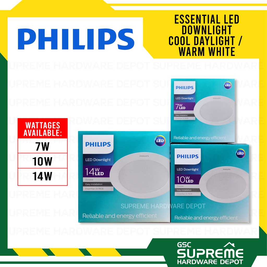 Philips Essential LED Downlight 3.5W, 7W, 10W, 14W, 23W (Cool Daylight ...