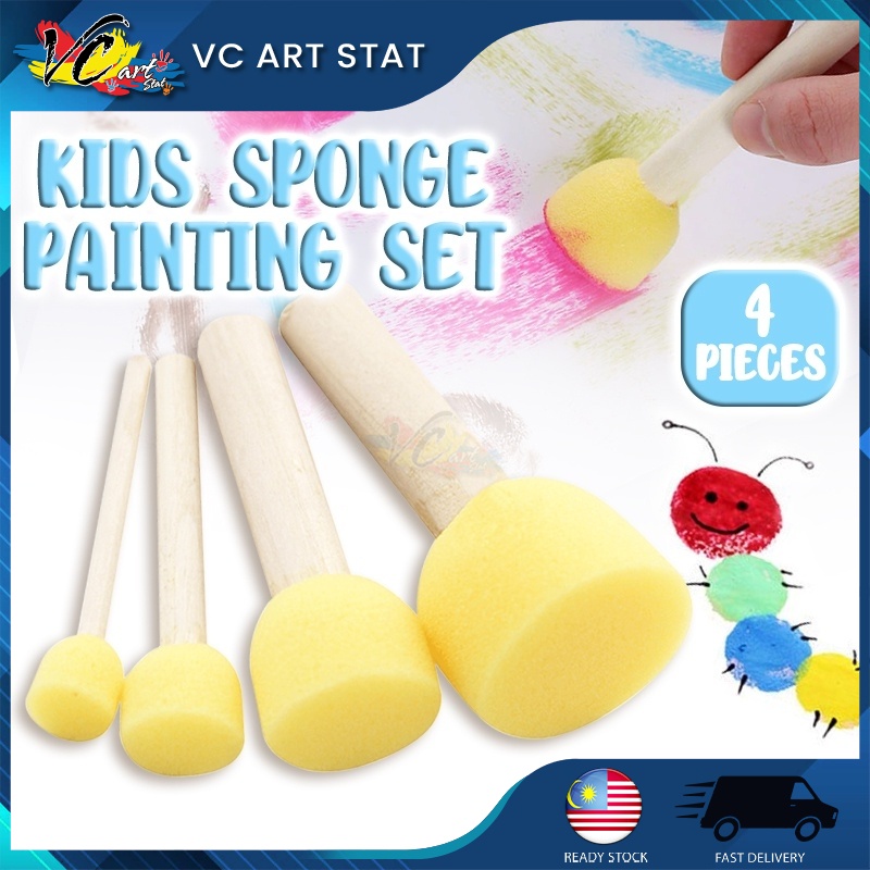 VC Art Kids Sponge Round Art Craft Stick Painting Tool Set | Shopee ...
