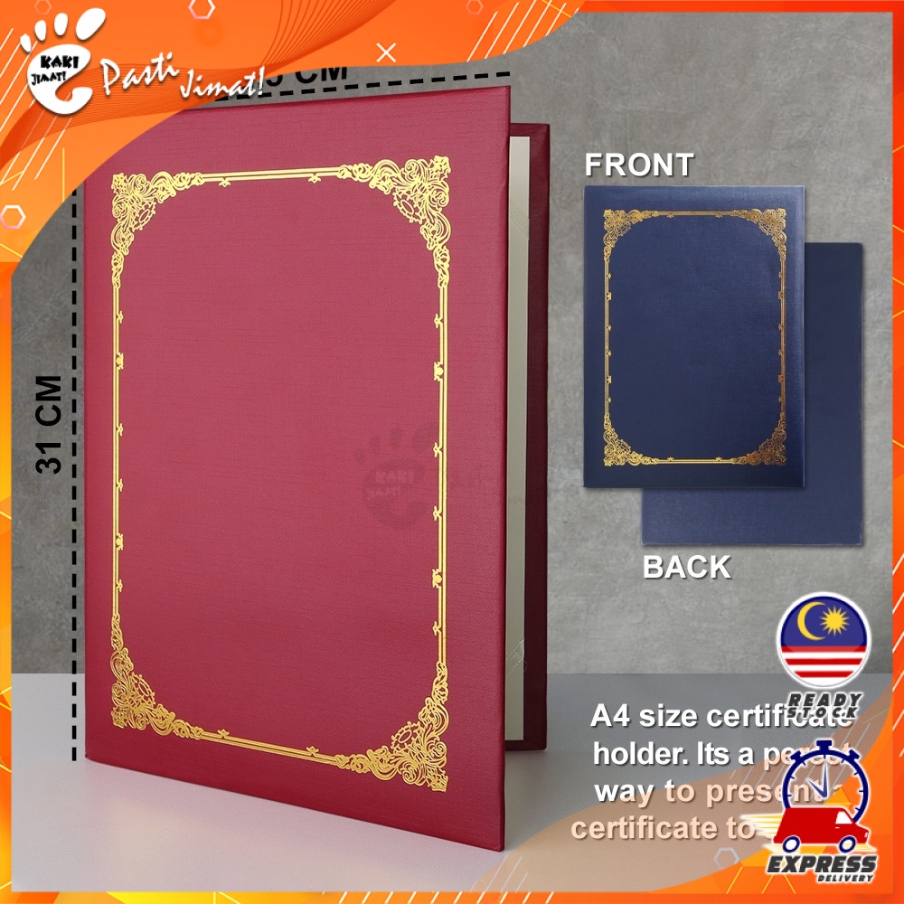 Kakijimat A4 Certificate Holder Hard Cover with Gold Border PVC ...