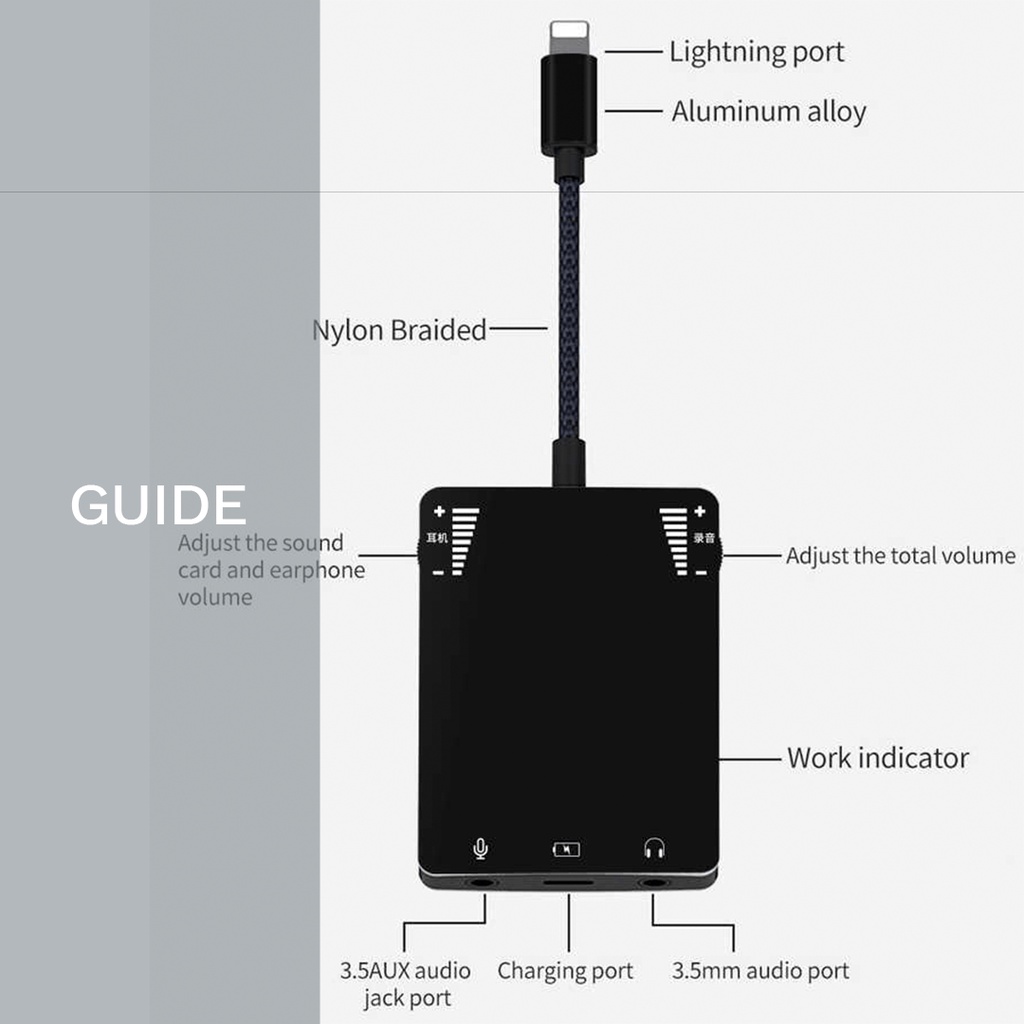 Upgraded Type-C Epal Live Helper Sound Card X9 Converter Adapter 3.5mm ...