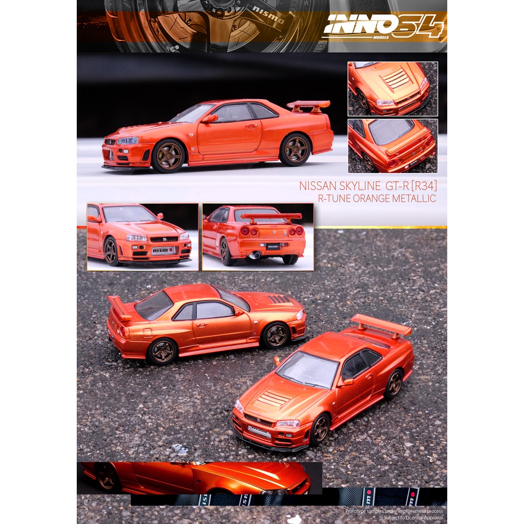 (FOC PROTECTOR) INNO MODELS INNO64 1/64 NISSAN SKYLINE GT-R R34 R-TUNE ORANGE METALLIC | Shopee ...