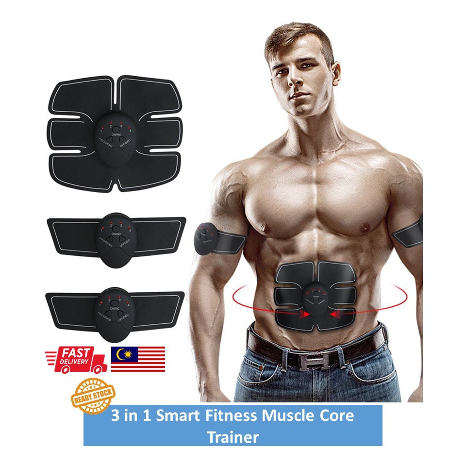 3 in 1 Battery Smart Fitness Core Muscle Trainer Six Pack Abs Toned ...